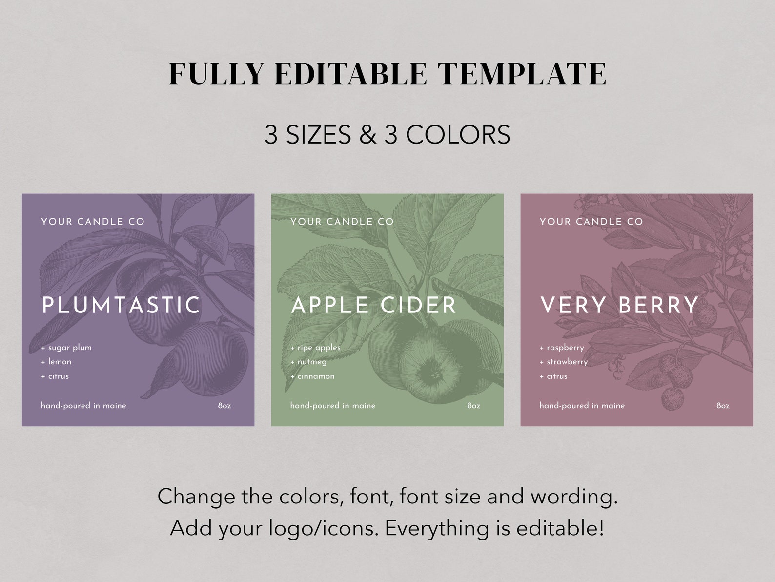 Vintage Fruit Candle Label Template, Printable Jar Label, DIY Product ...