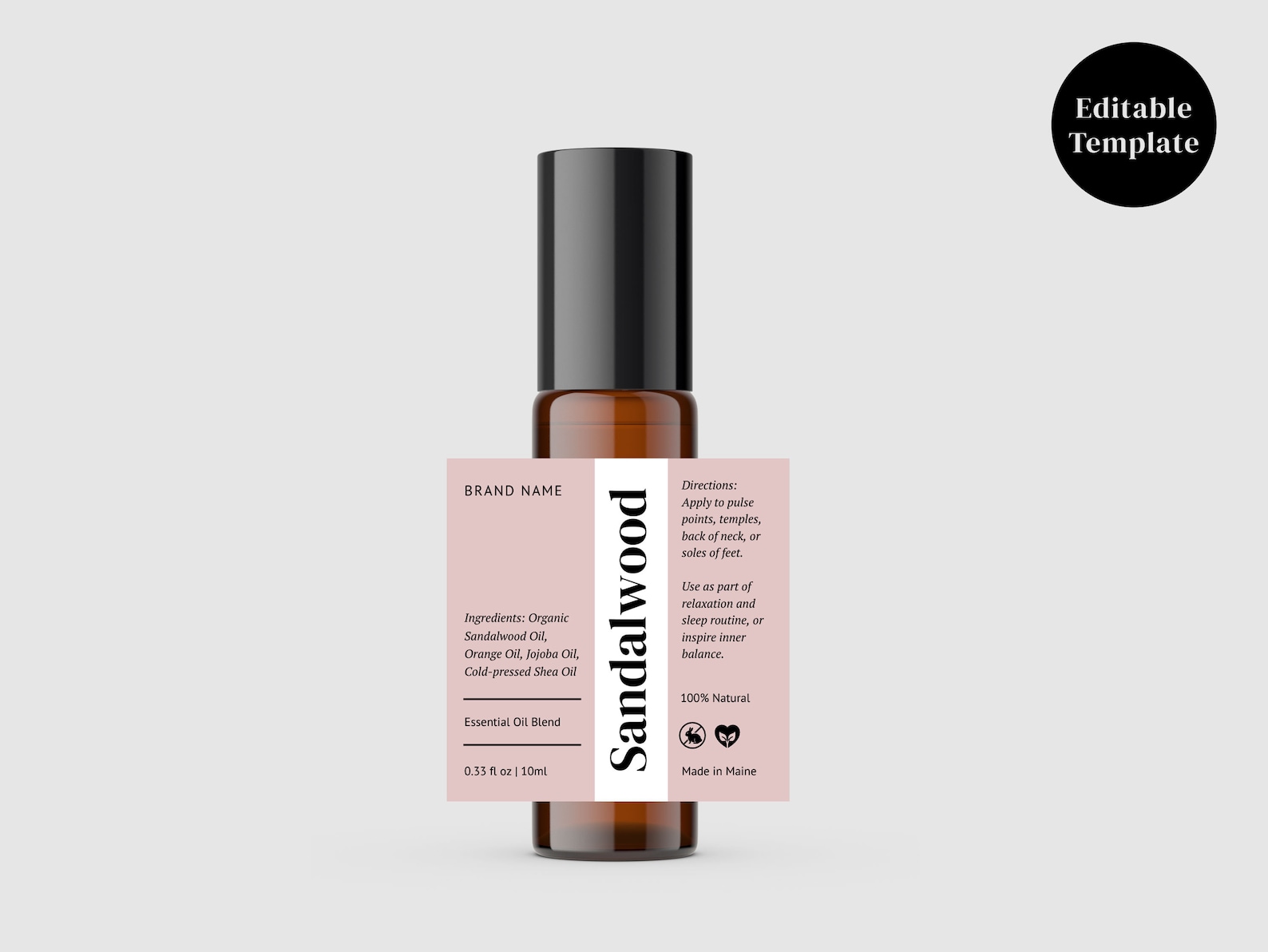 Modern Essential Oil Roller Bottle Label Template, 10ml Roller Bottle ...