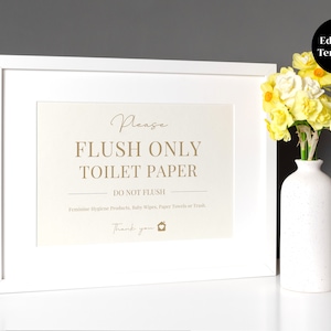 Flush Only Toilet Paper Bathroom Sign, Vacation Rental Printable ...