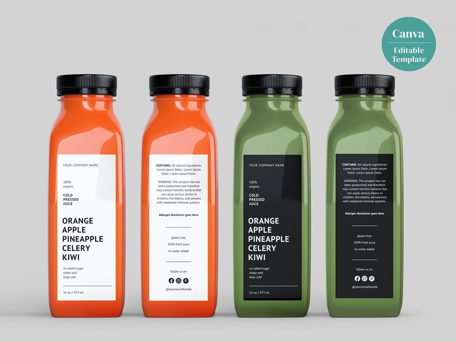 Modern Juice Label Template: Editable Smoothie Bottle Labels (canva ...
