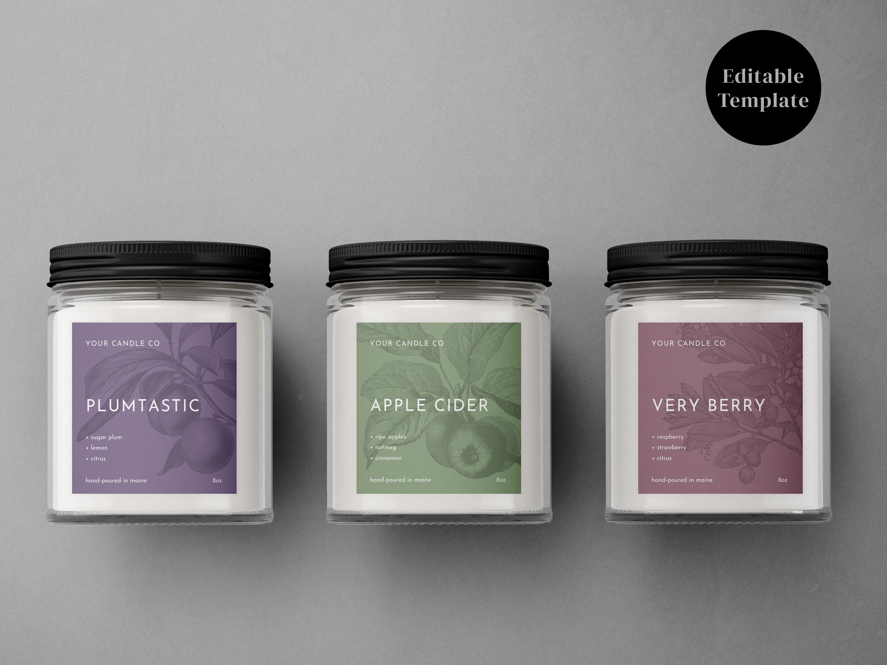 Vintage Fruit Candle Label Template, Printable Jar Label, DIY Product ...