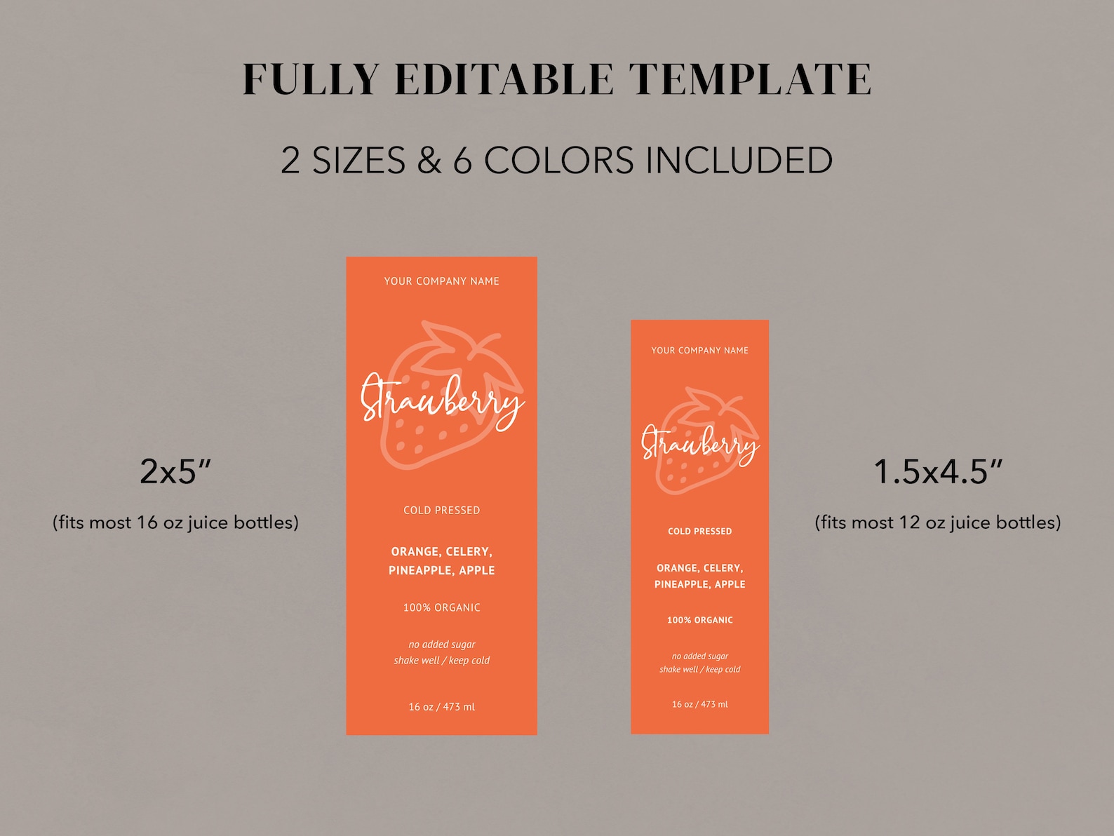 Printable Juice Label Template Fruit Icons Incl., Smoothie Label ...