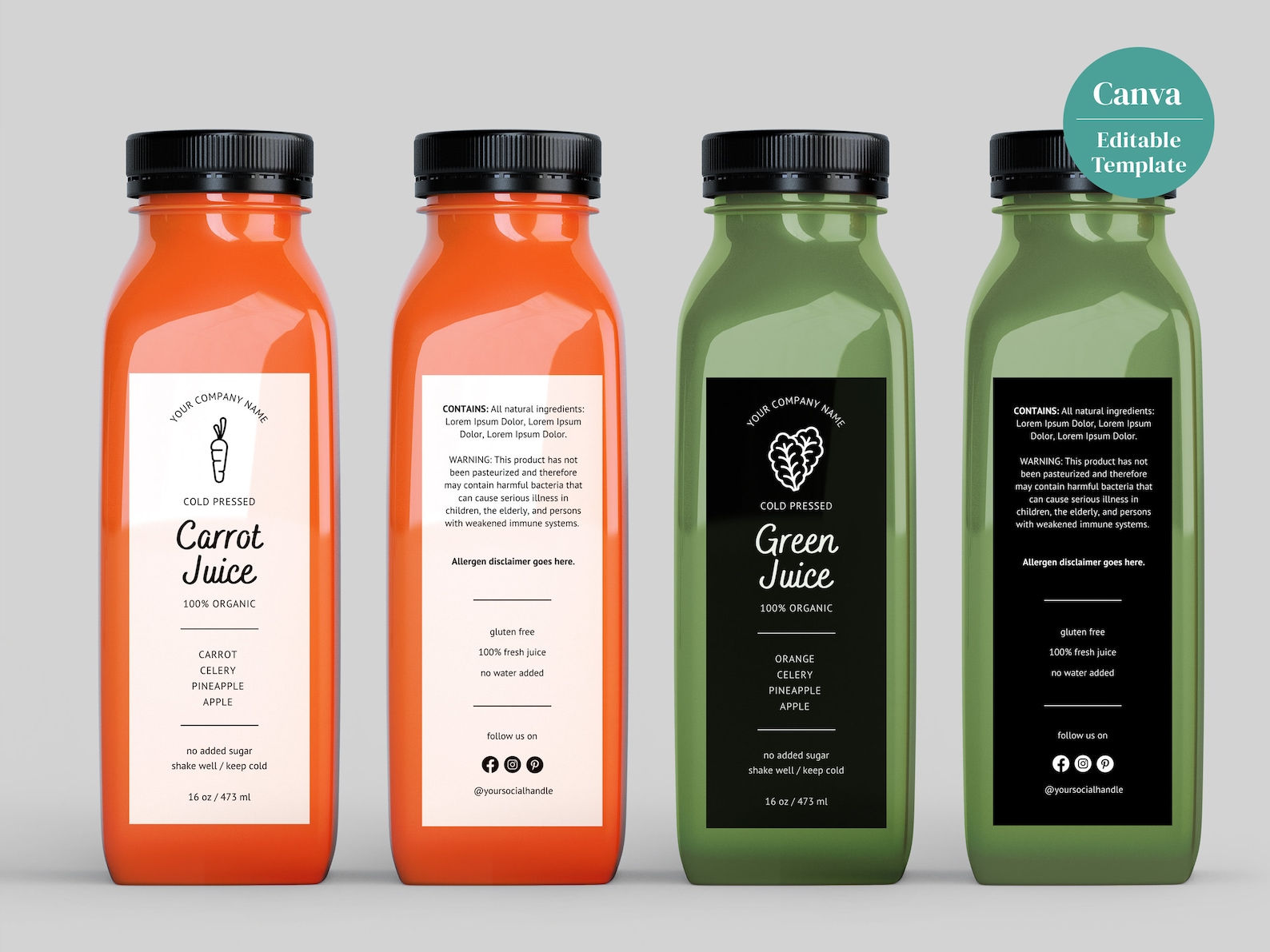 Editable Juice Label Template With Icons Smoothie Label - Etsy UK