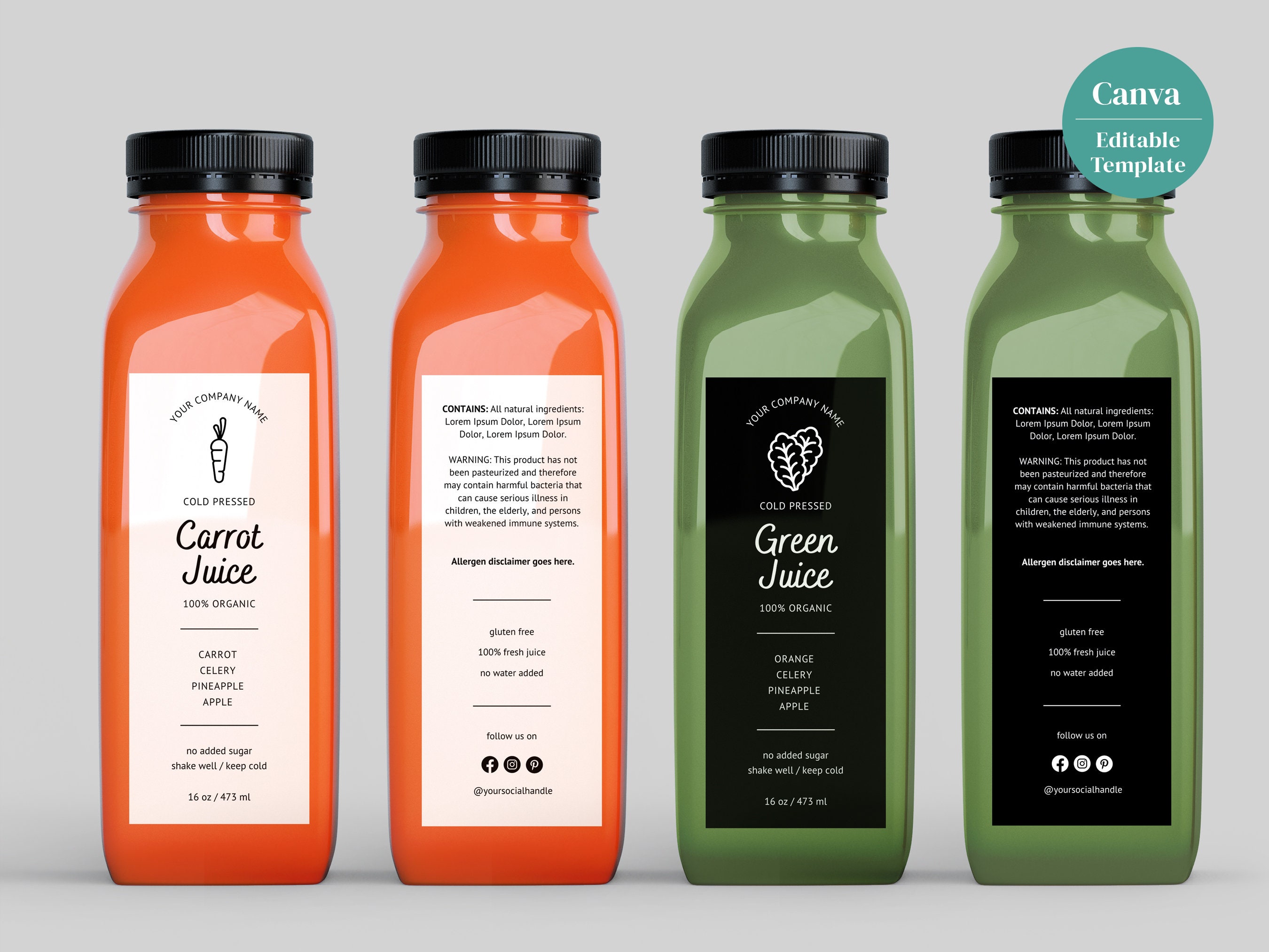 Editable Juice Label Template With Icons Smoothie Label - Etsy UK