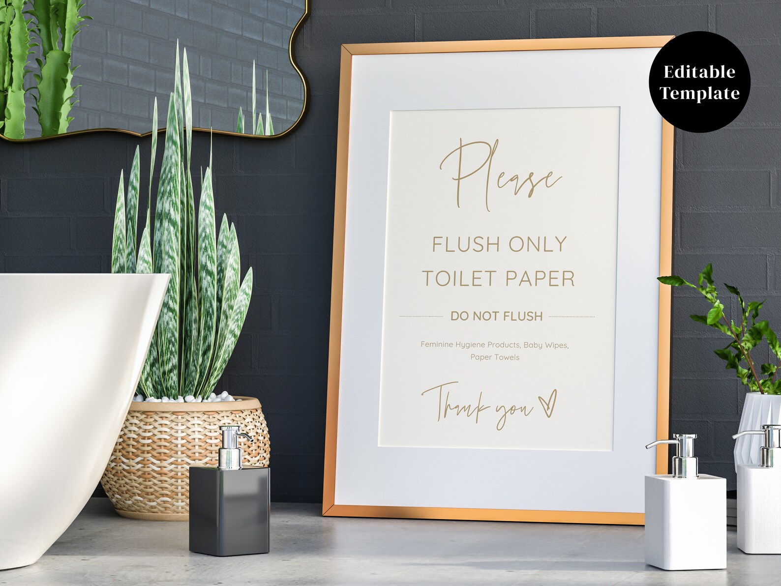 Modern Please Flush Only Toilet Paper Airbnb Bathroom Sign - Etsy