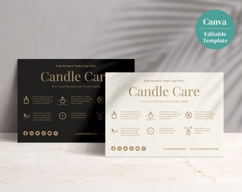 Black Gold Jewelry Care Card Template With Icons, Editable Care Card ...
