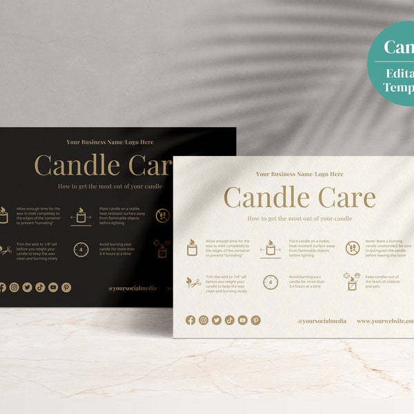Editable Care Card - Etsy