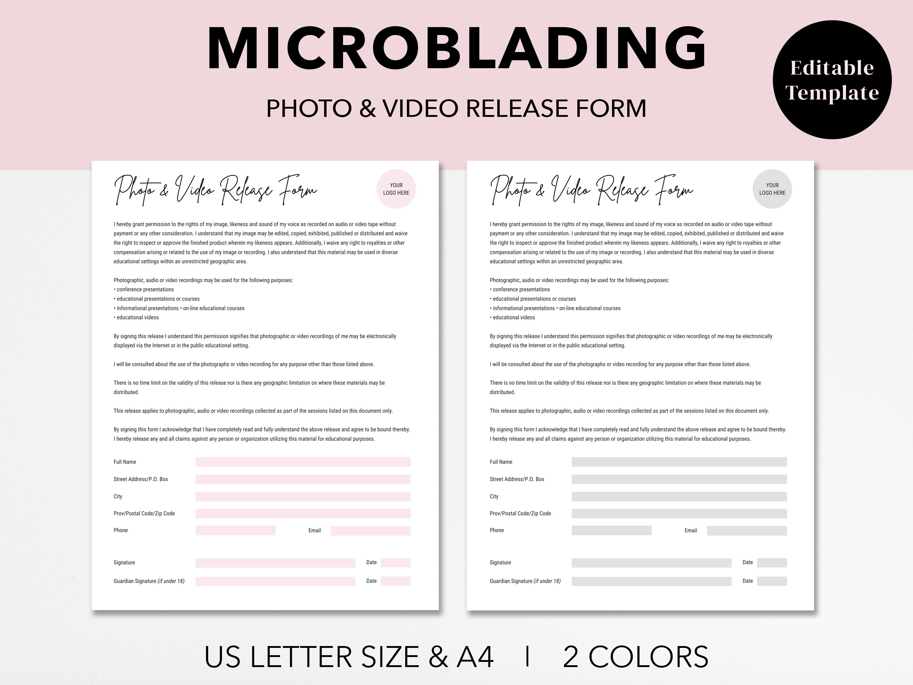 Editable Microblading Consultation Form, Brow Tattoo Consent Form ...