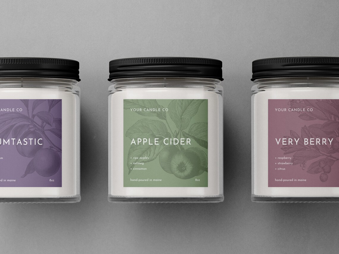 Vintage Fruit Candle Label Template Printable Jar Label DIY - Etsy