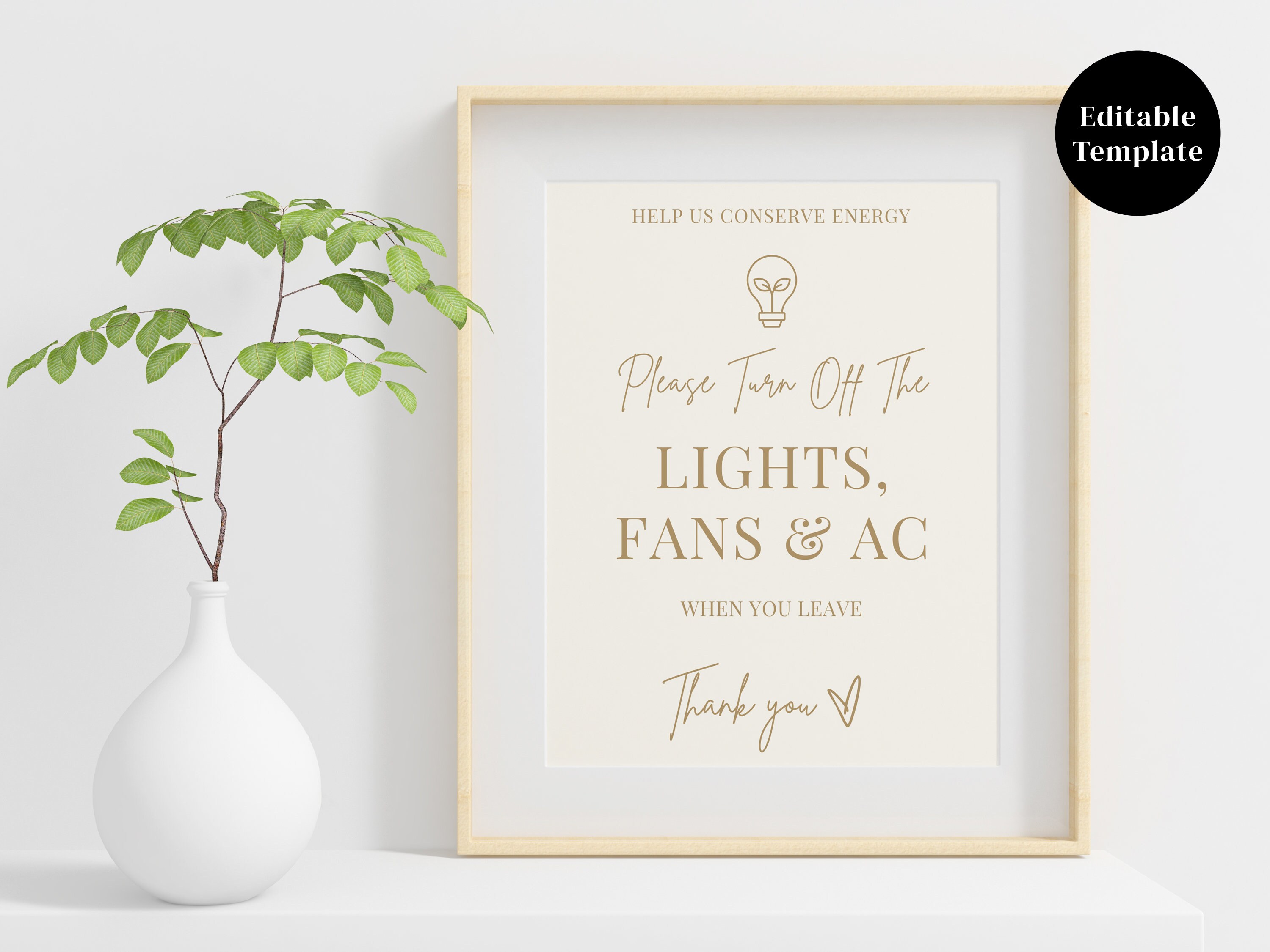 Please Turn off Light & AC Airbnb Sign, Vacation Rental Printable Sign ...
