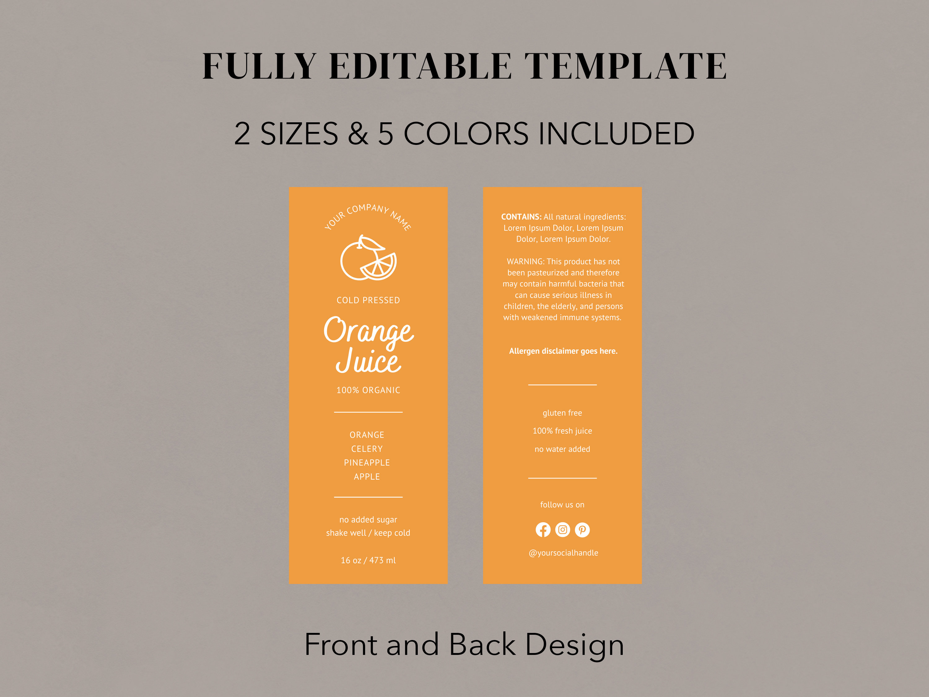 Editable Juice Label Template With Icons Smoothie Label - Etsy UK