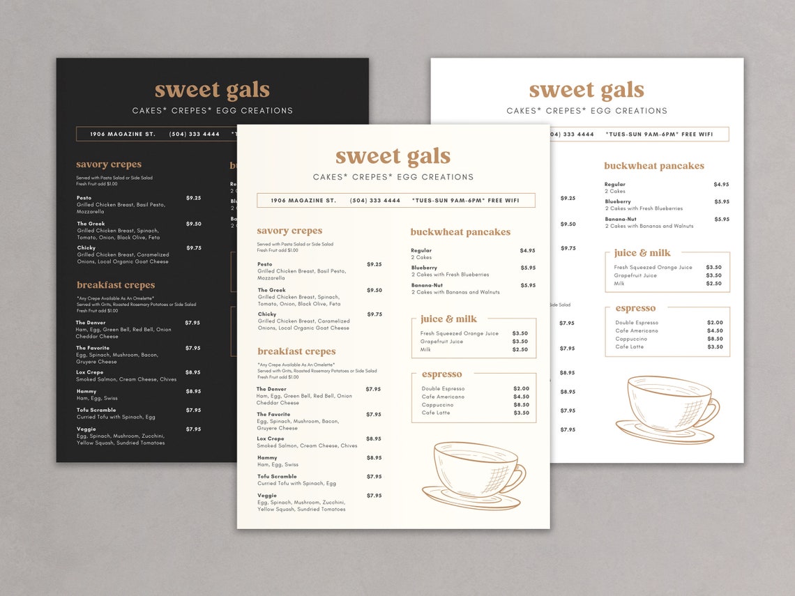Restaurant Menu Template, Breakfast Menu, Editable Menu Template ...