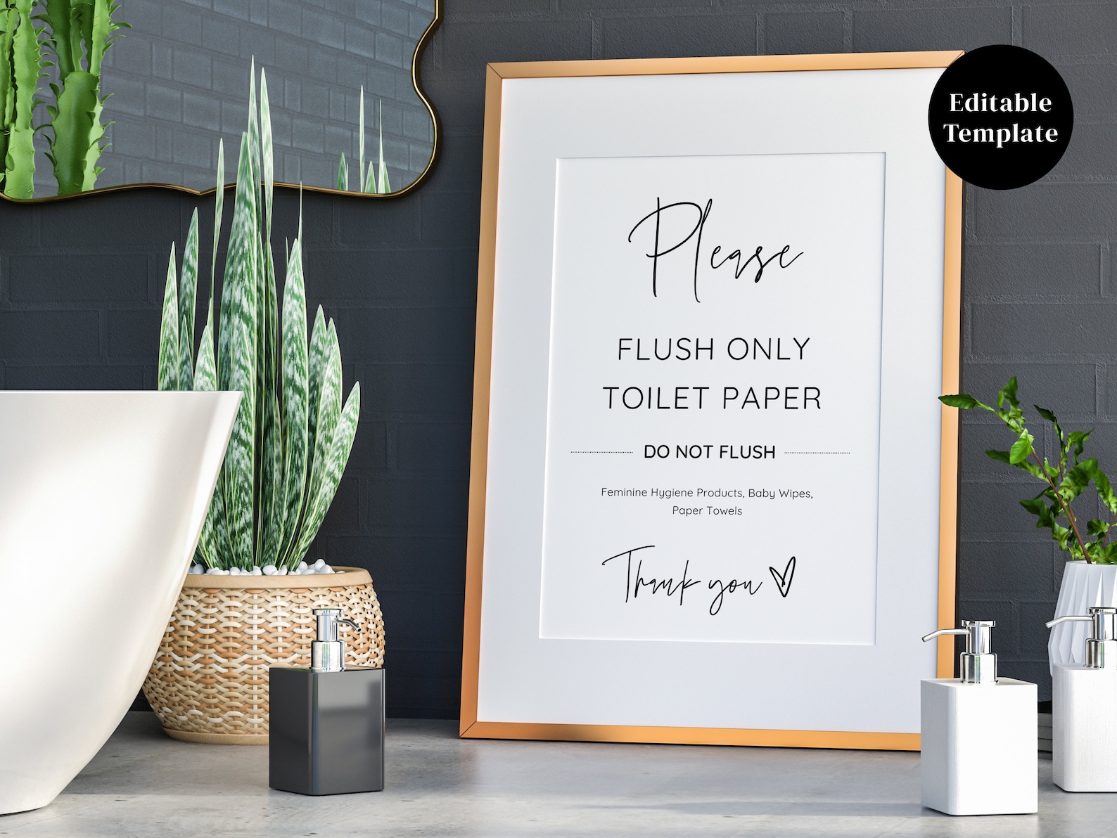 Modern Please Flush Only Toilet Paper Airbnb Bathroom Sign - Etsy