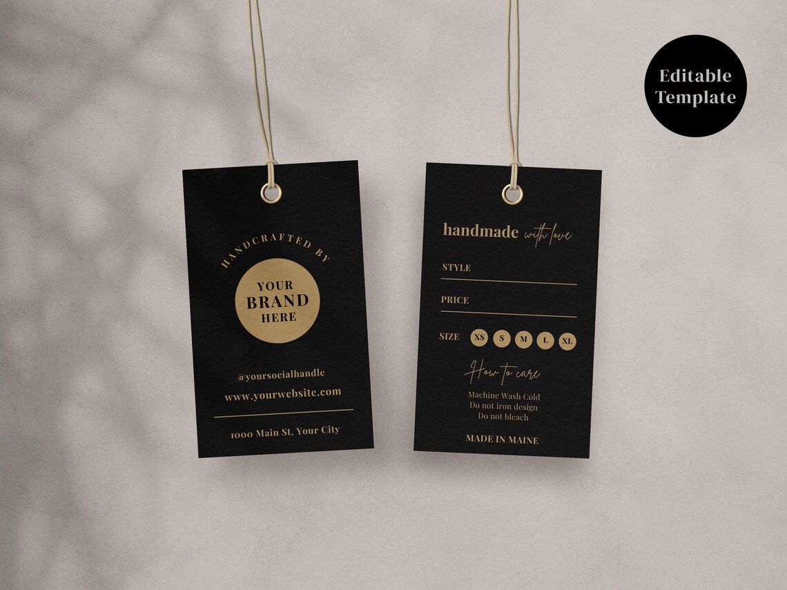 Custom Clothing Hang Tag Template, Editable Clothing Hang Tag, Garment ...