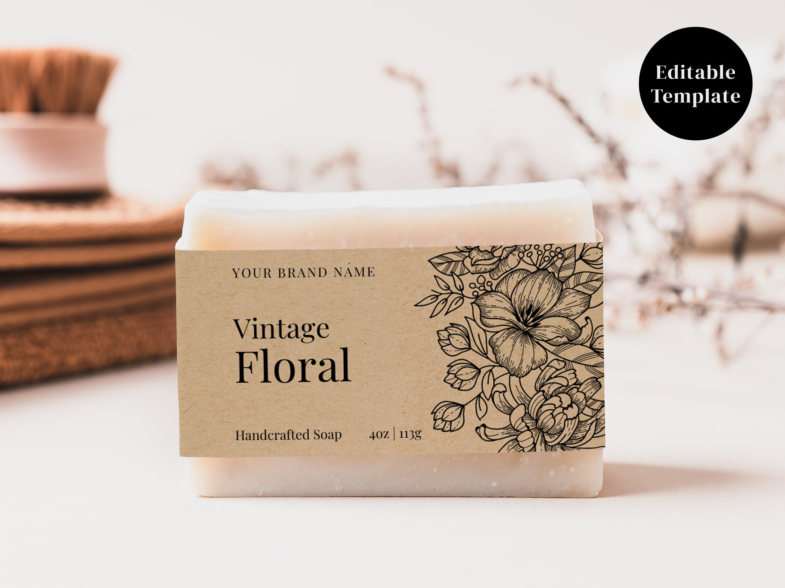 Vintage Floral Soap Bar Label Template, Custom Soap Label Template, DIY ...
