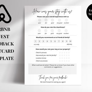 Editable Guest Feedback Comment Card Template, Portrait Format, 4x6, A6 ...