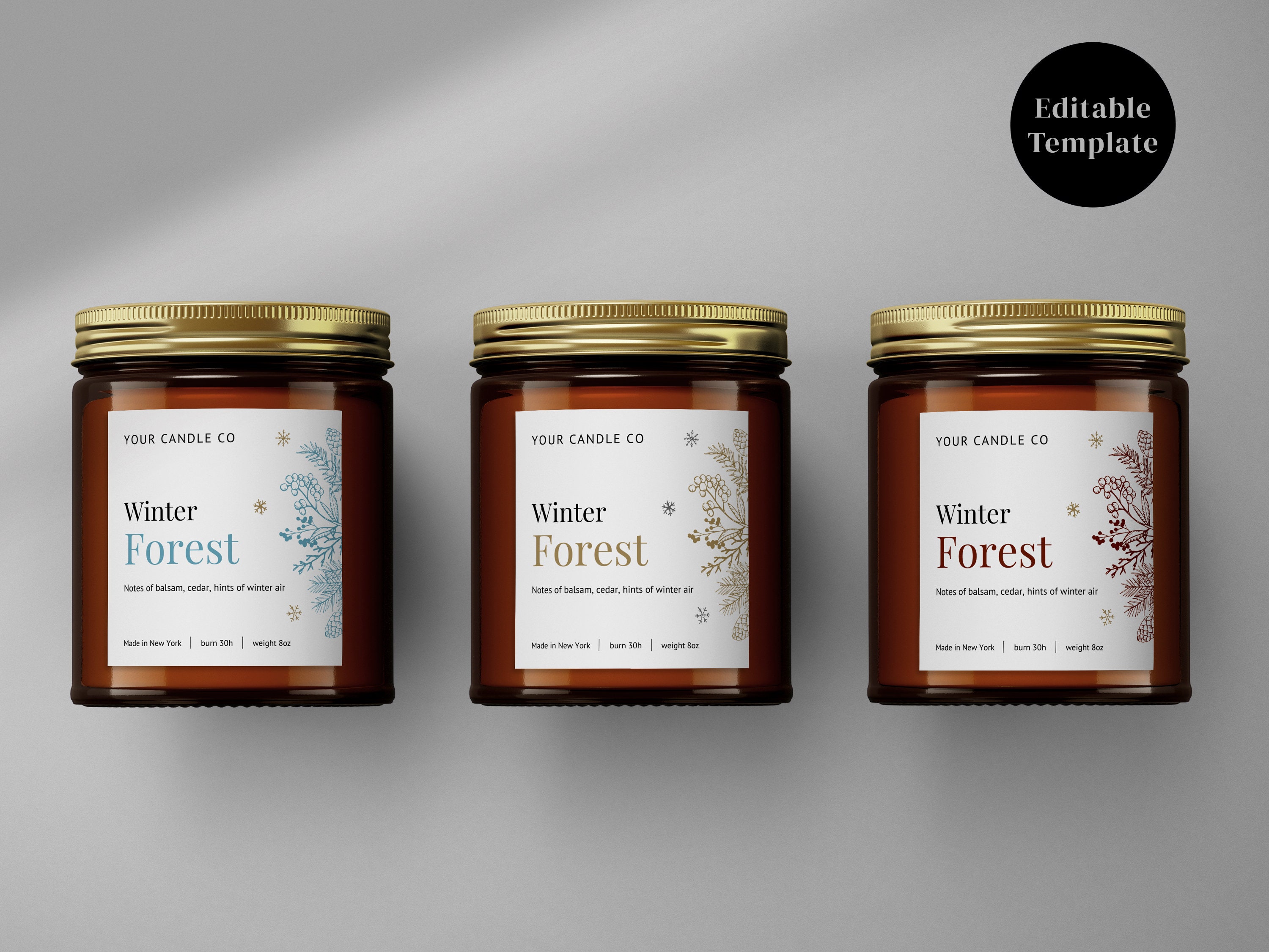 Winter Forest Candle Label Template, Printable Christmas Label, DIY ...