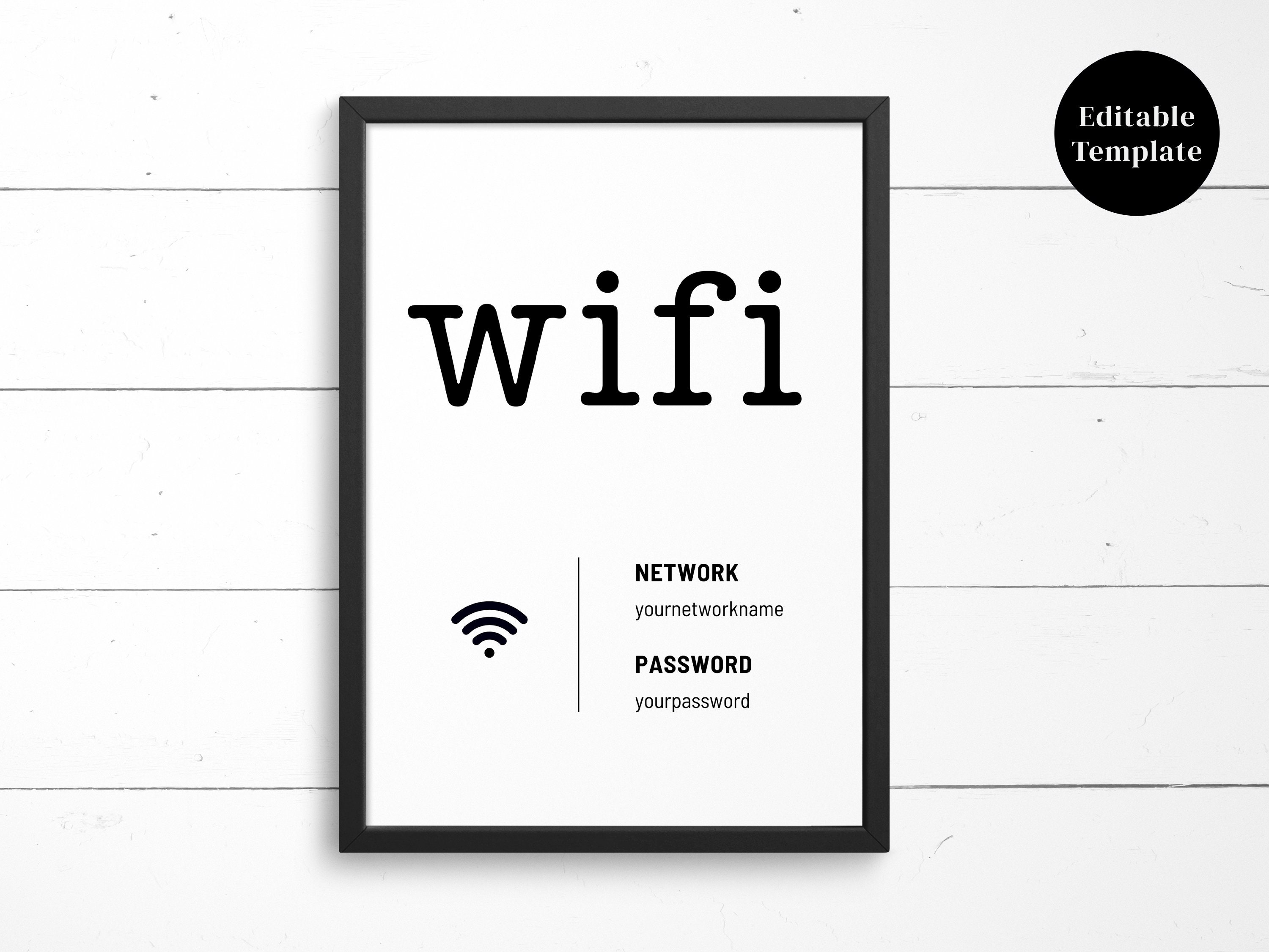 Modern Wifi Password Sign, Printable Wifi Sign, Vacation Rental ...