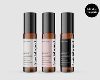 Essential Oil Roller Label Template, Roller Bottle Wrap Around Label ...