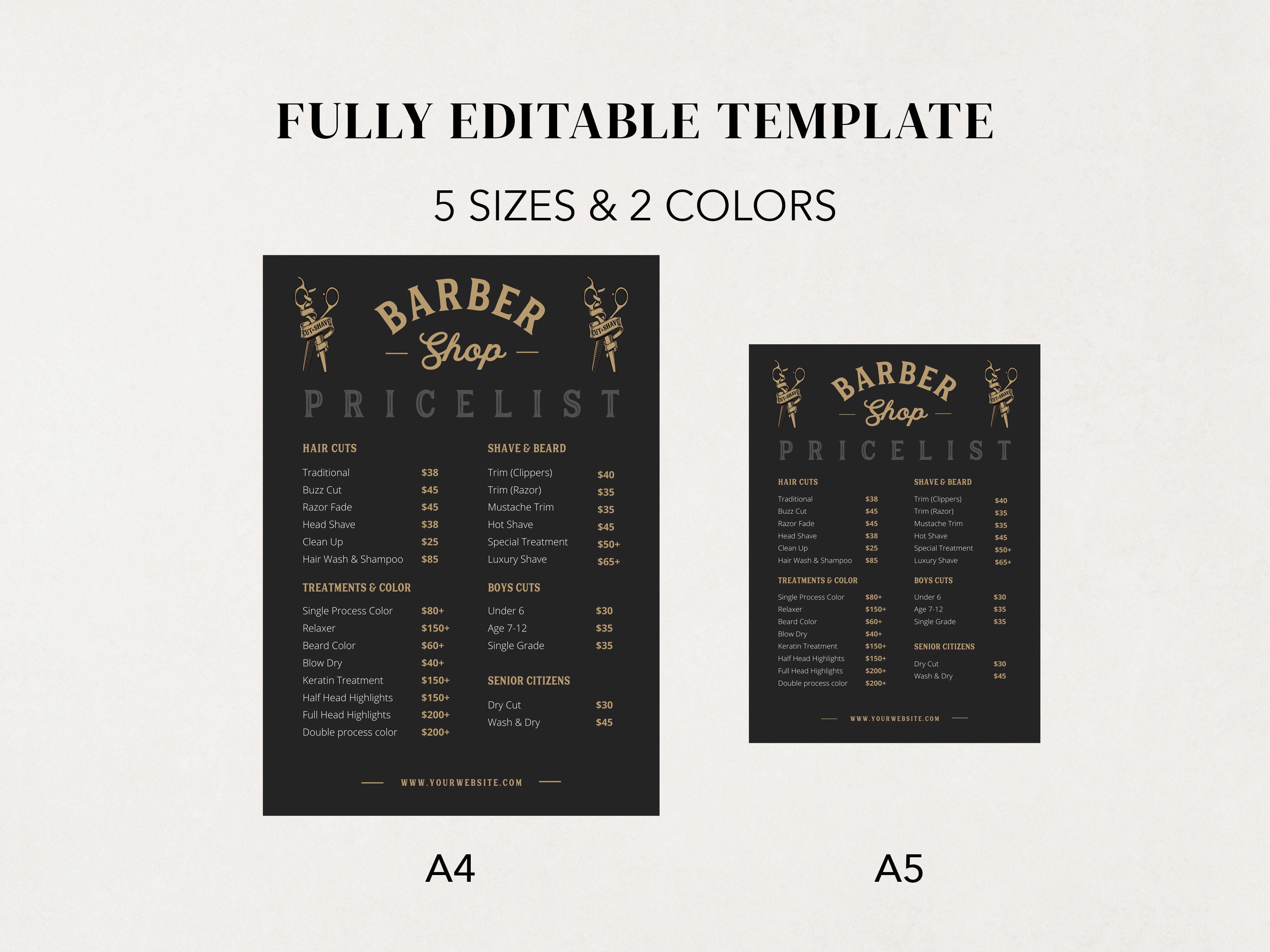 Barber Shop Price List Template: Editable Salon Menu (canva Template ...