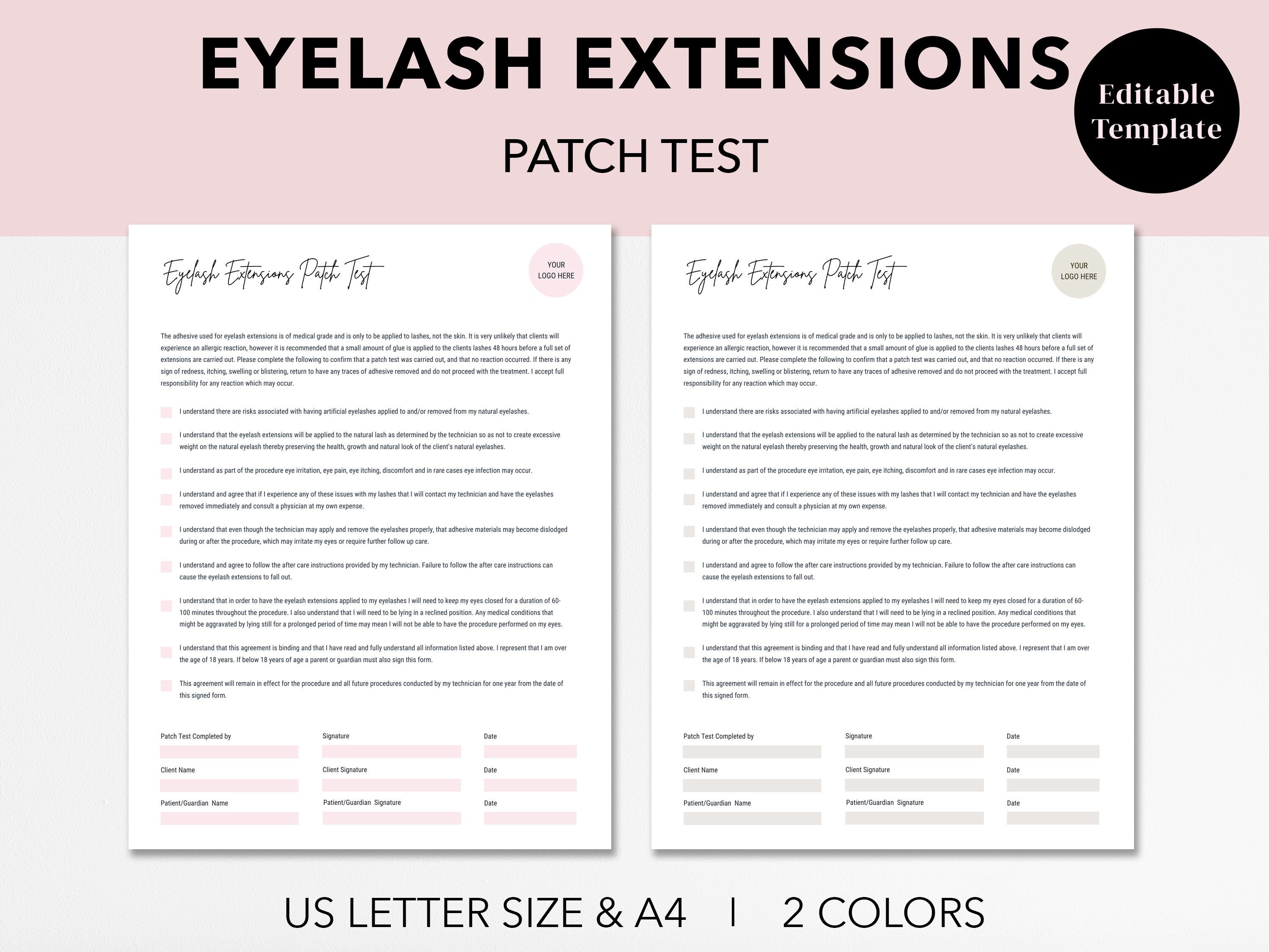 Editable Eyelash Extensions Intake Form Patch Test Form Lash - Etsy Editable Eyelash Extensions Intake Form Patch Test Form Lash - Etsy