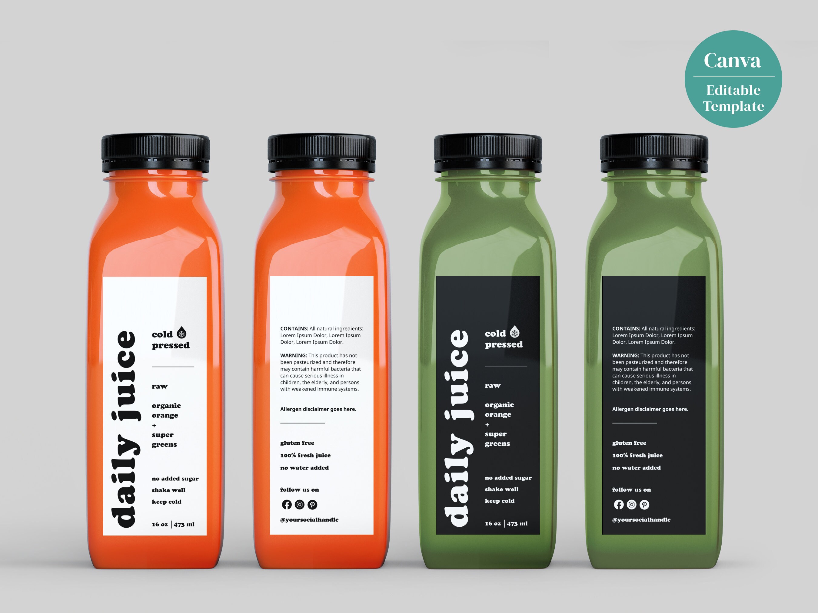 Editable Juice Label Template, Smoothie Label, Printable Custom Label ...