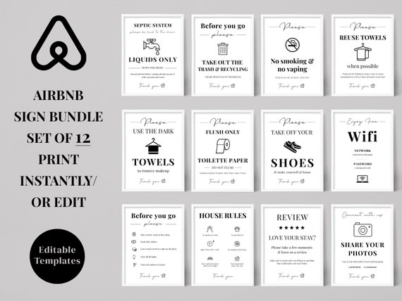 Airbnb Printable Modern Template Bundle Short Term Rental - Etsy