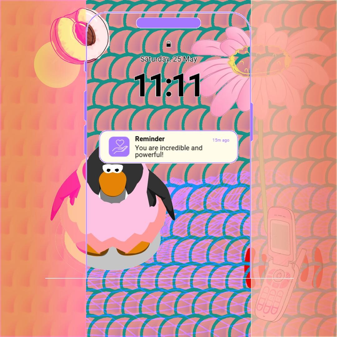 Pink Penguin Kingdom Peaches and Sprites Background, iPhone Accessories ...