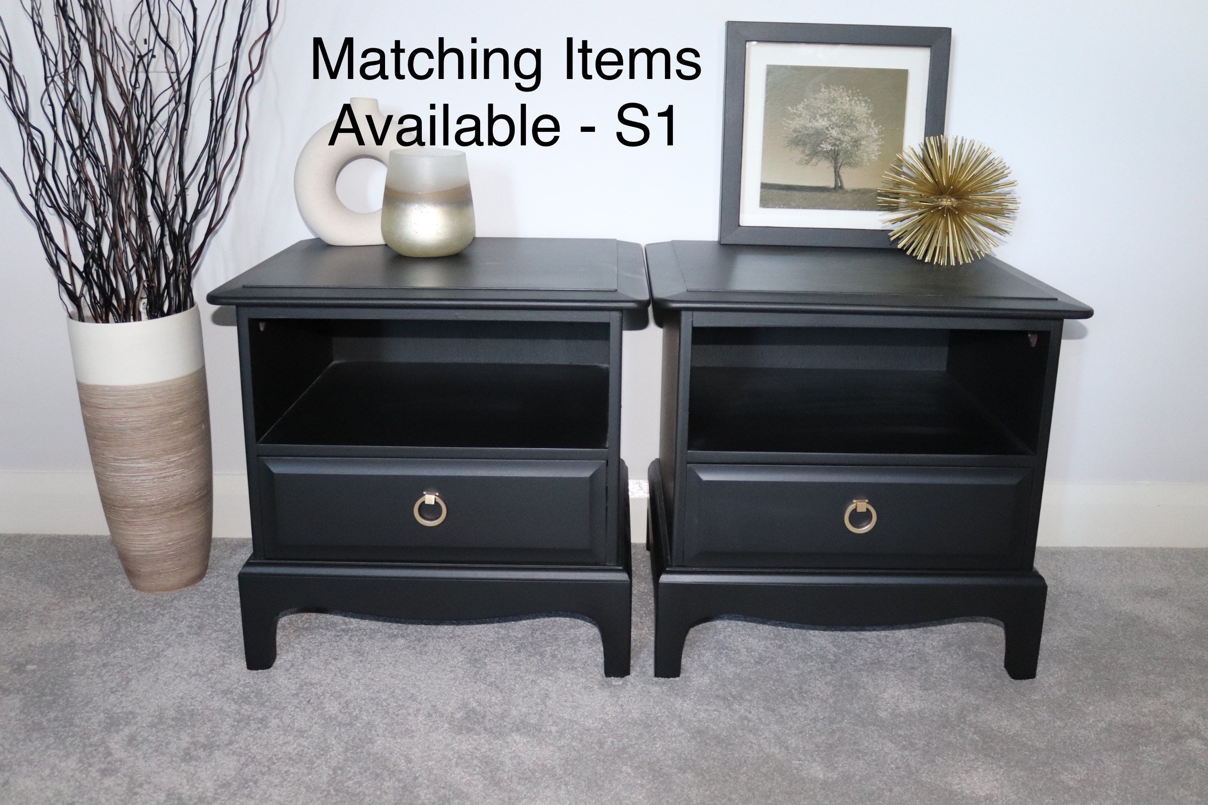 Stag Minstrel Set 7 Drawer Tallboy & Pair of 2 Drawer Bedside Tables ...