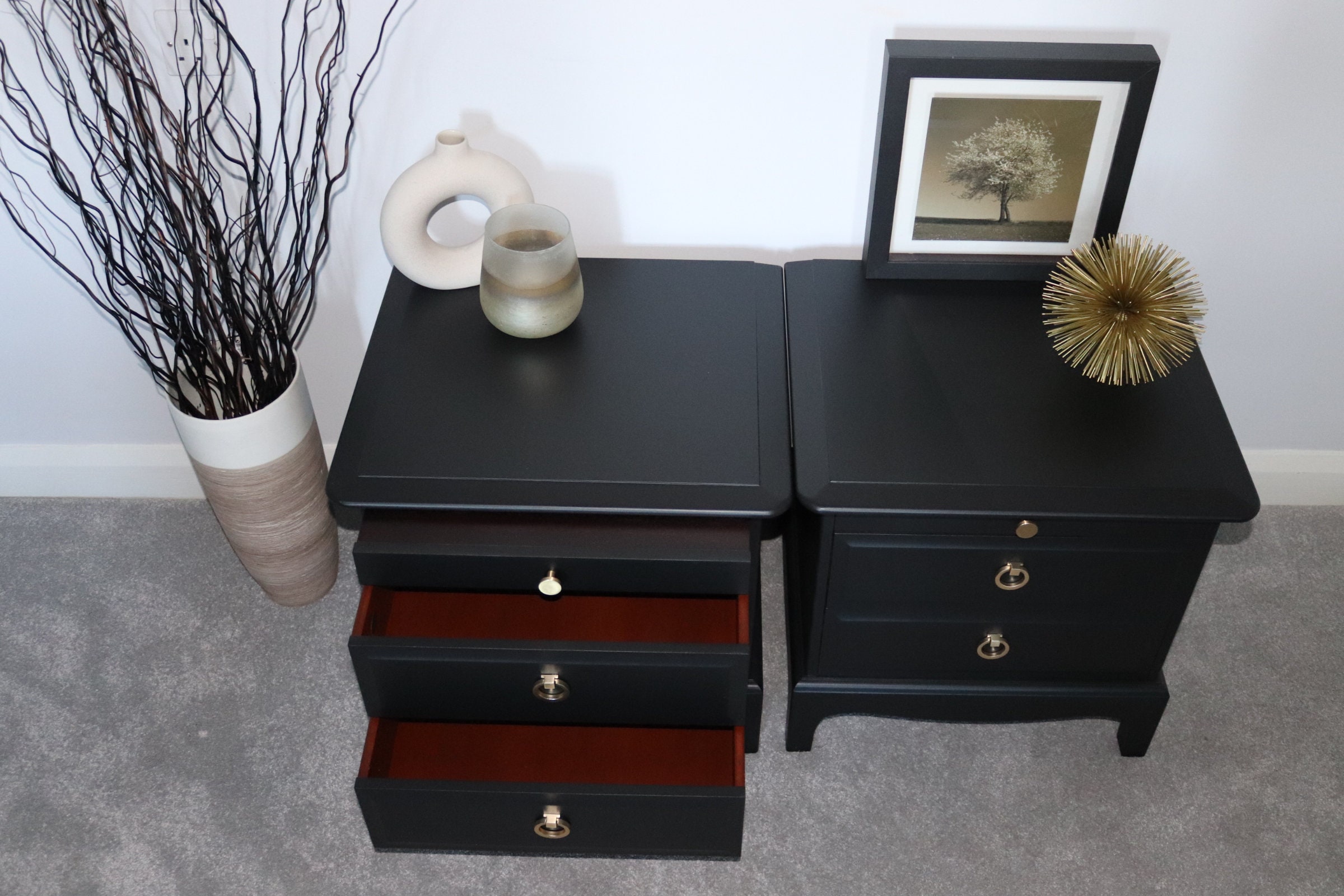 Pair of Stag Minstrel Bedside Drawers / Bedside Tables / Bedside ...