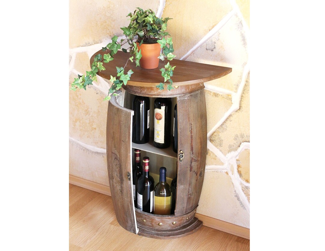 Wandtisch Tisch Weinfass 0373-R Braun Schrank Weinregal Fass 73cm ...