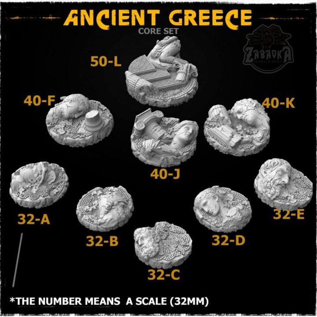 3D Printed Ancient Greece Mini Base Toppers for Warhammer Tabletop ...