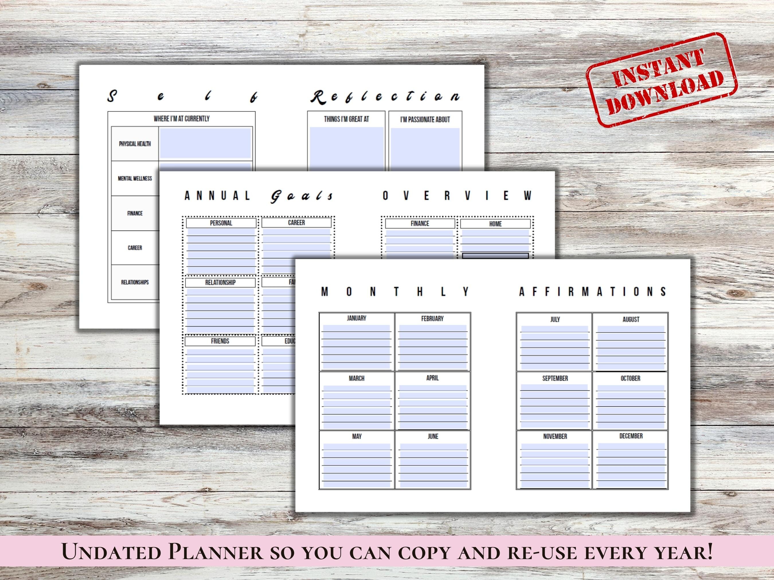 Editable Goal & Bucket List Vision Board Yearly Planner Goal - Etsy