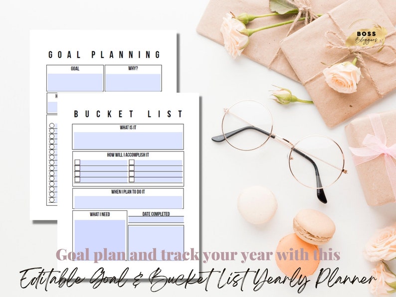 Editable Goal & Bucket List Vision Board Yearly Planner Goal - Etsy