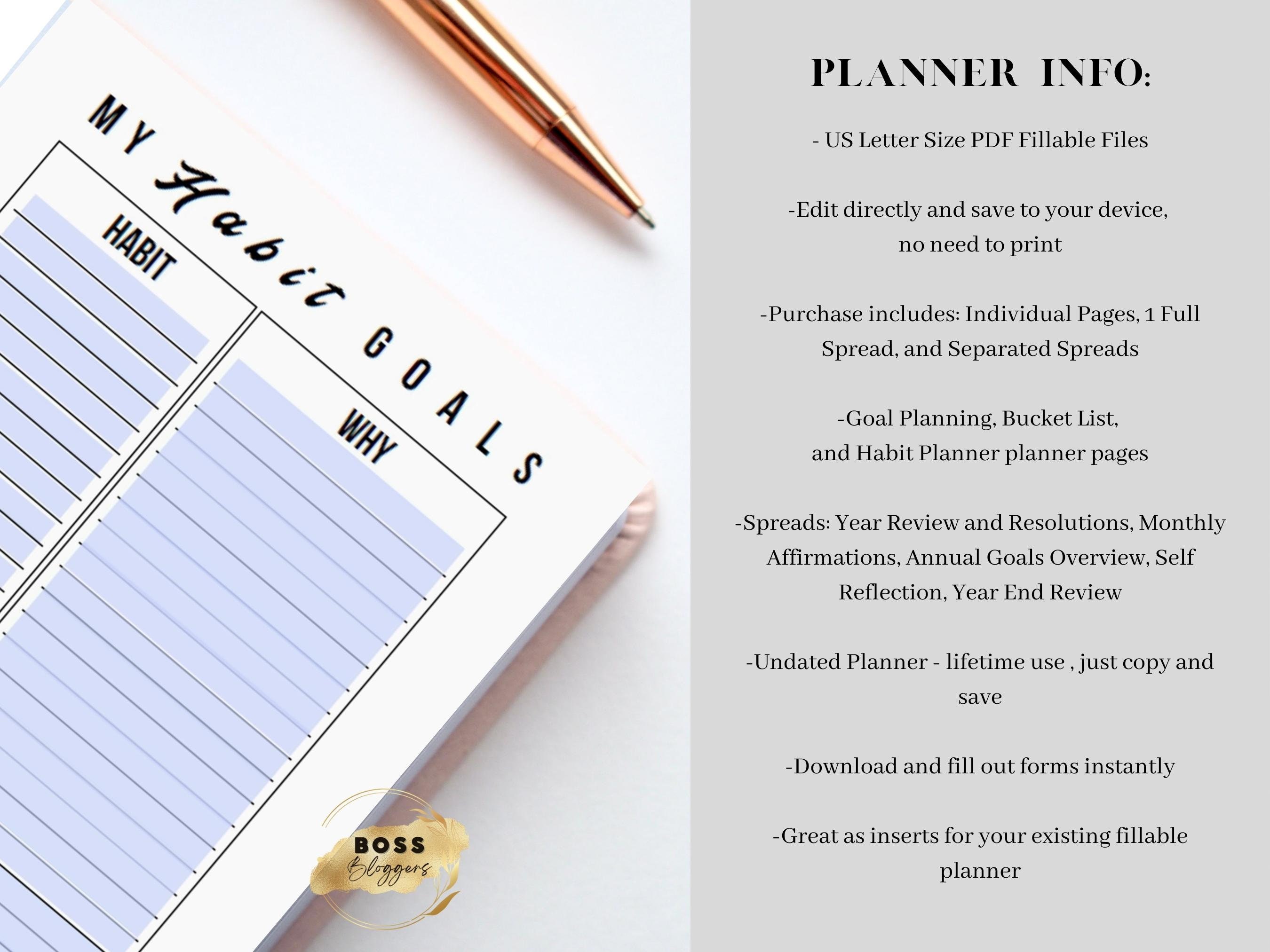 Editable Goal & Bucket List Vision Board Yearly Planner Goal - Etsy