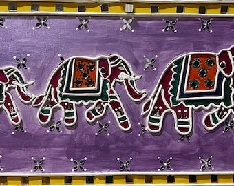 Elephant Lippan Art - Etsy