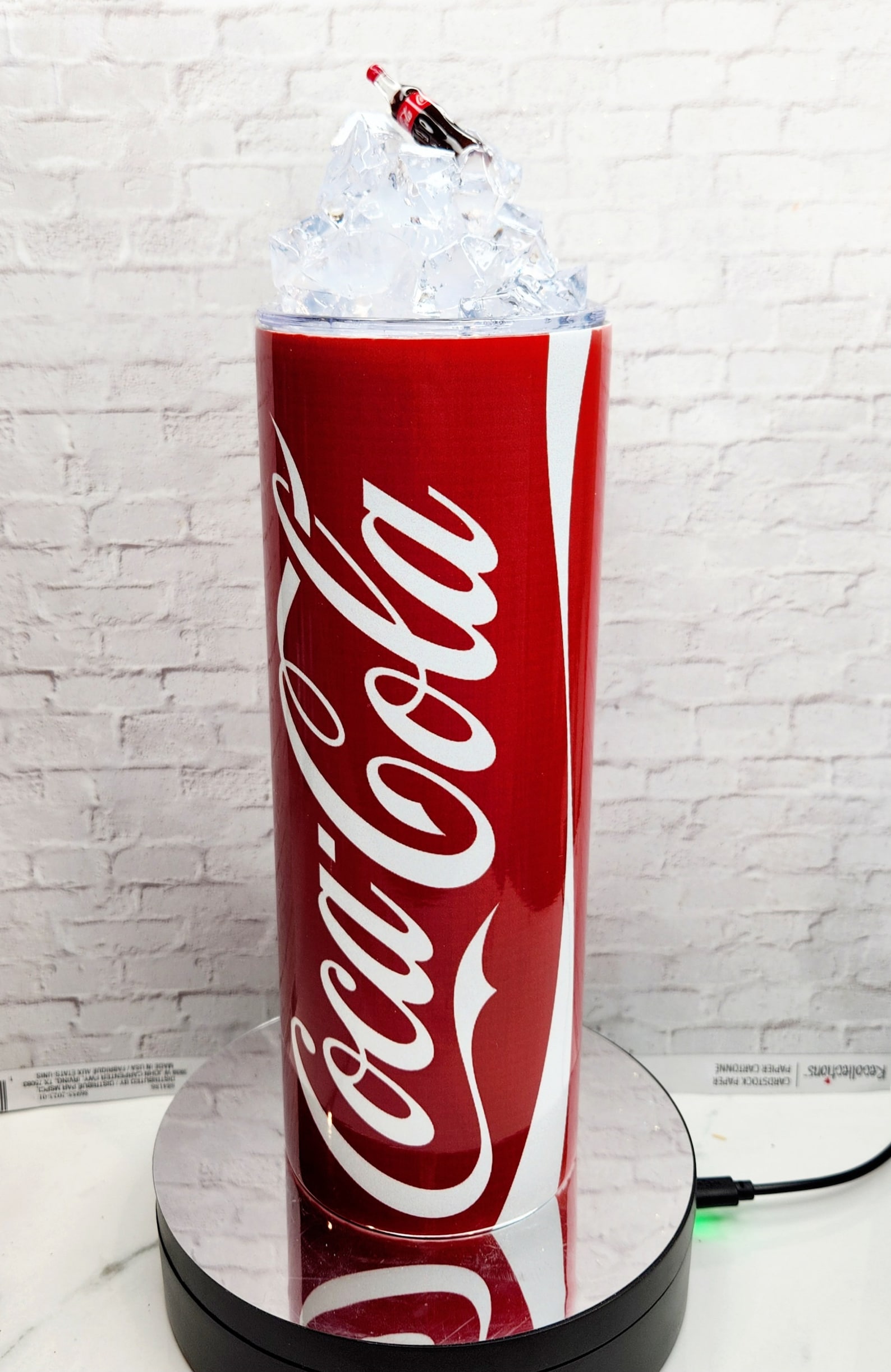 20oz Coca-cola Inspired Tumbler With Topper & Plastic Straw - Etsy
