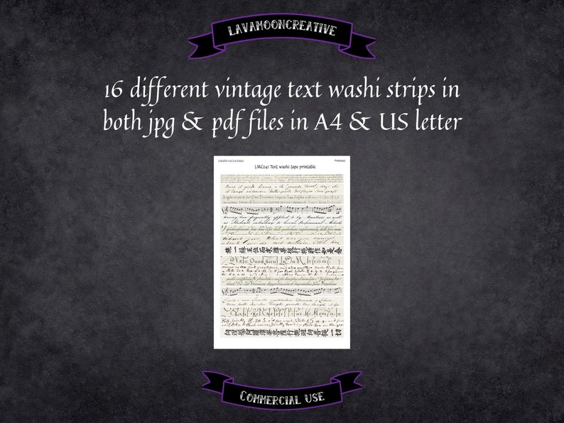 Vintage Text Washi Tape Printable Strips | Light Academia | Aesthetic ...