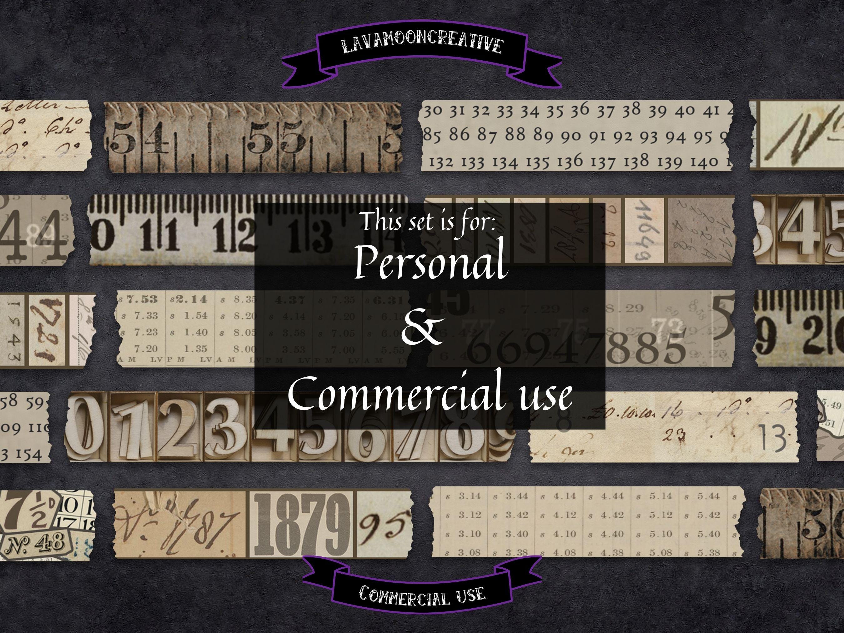 Vintage Numbers Washi Tape Stickers: Digital Scrapbook Planner (digital ...