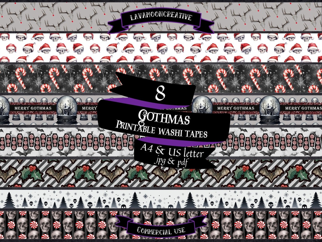 Gothmas Printable Washi Tape | Hexmas | Creepmas | Goth Ephemera | Junk ...