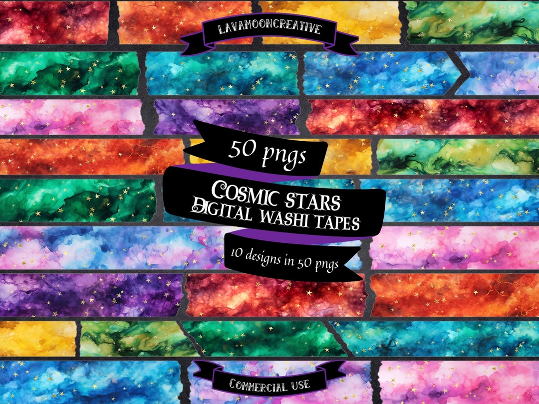 Starry Washi Tape Clipart Set | Cosmic Star Washi Tape Template ...