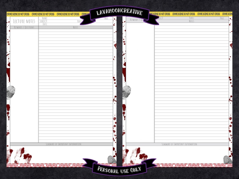 Forensic Lecture Note Template | Cornell Notes Printable | Crime Scene ...