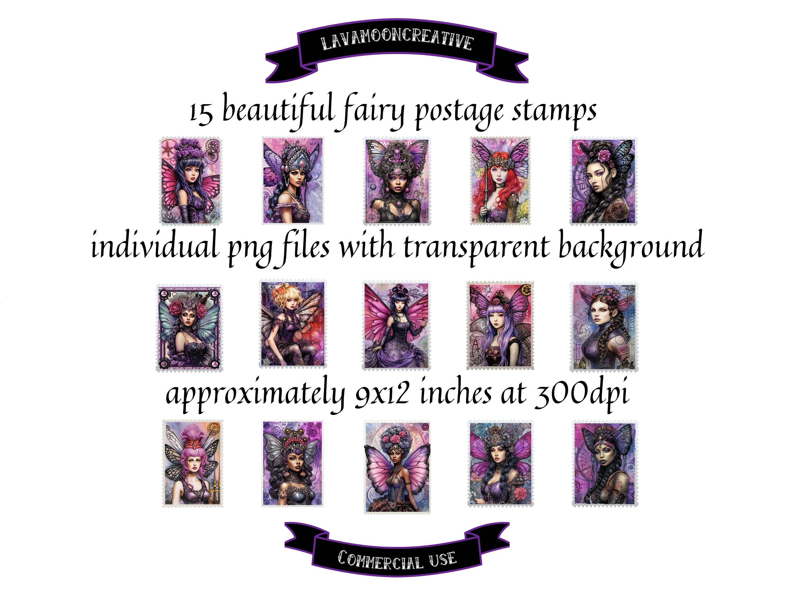 Beautiful Fairy Postage Stamp Clipart Transparent Png 300dpi Journal ...