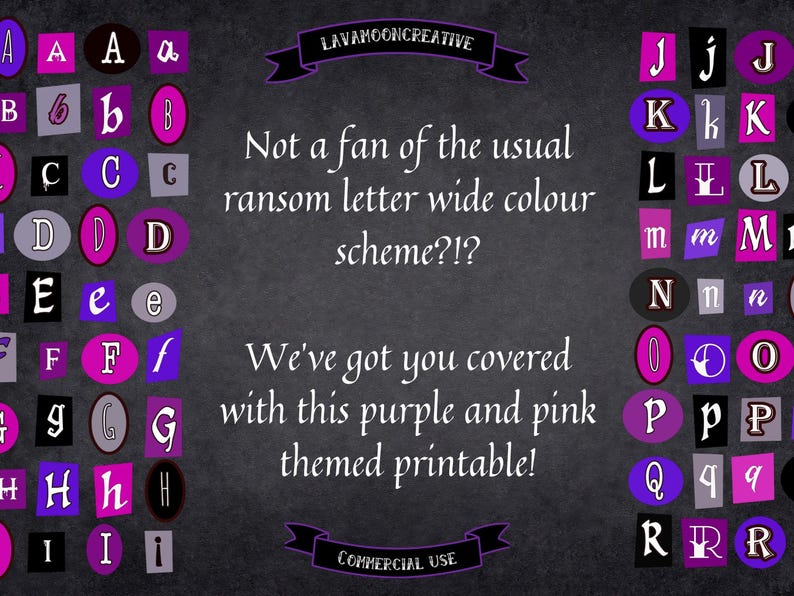 Pastel Goth Ransom Note Letters: Printable Alphabet (JPG & PDF) LMC404 ...