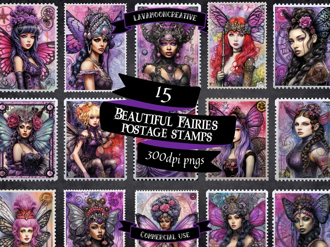 Beautiful Fairy Postage Stamp Clipart Transparent Png 300dpi Journal ...