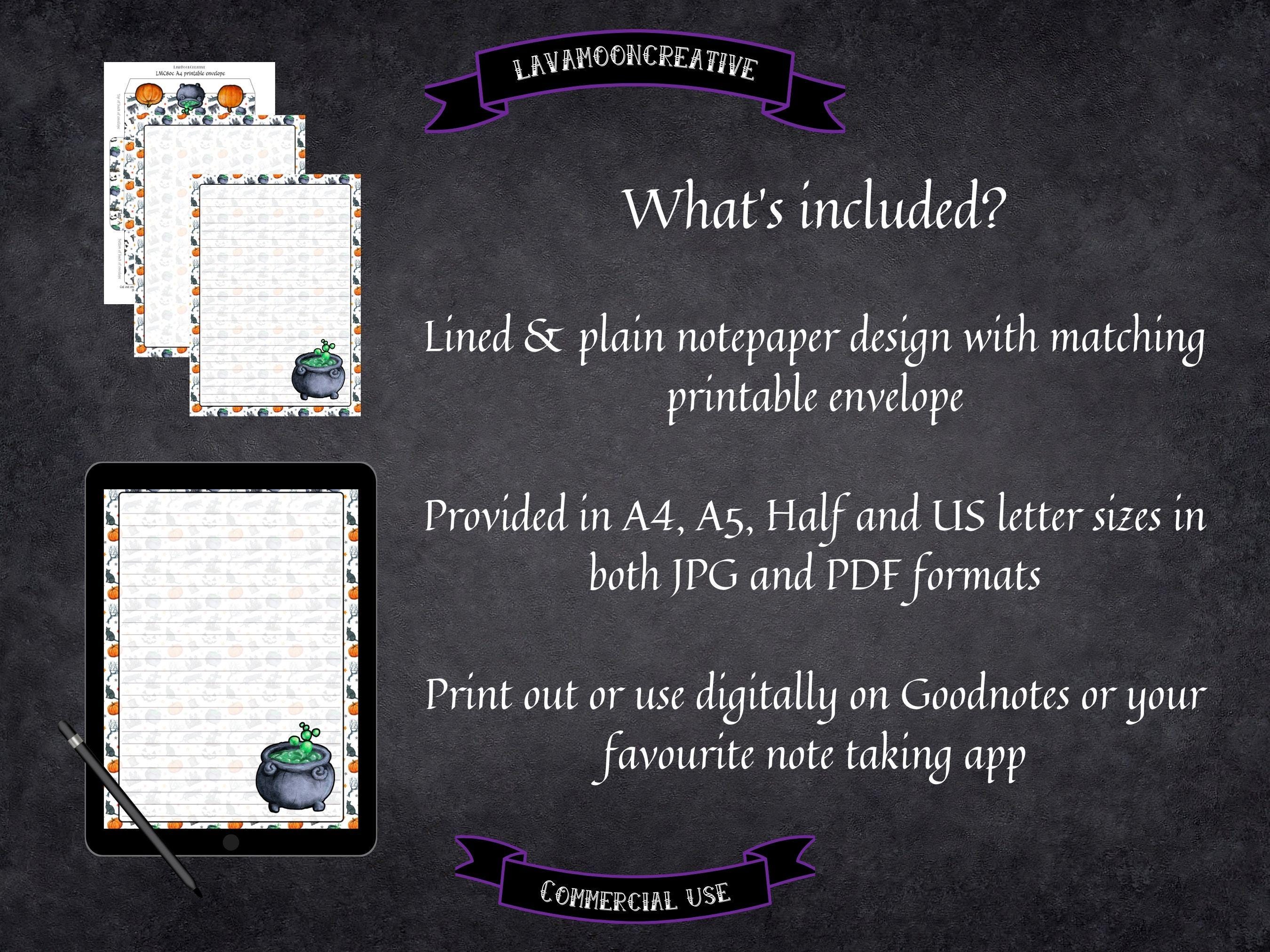 Halloween Notepaper Set | Spooky Autumn Printable (digital Download) - Etsy