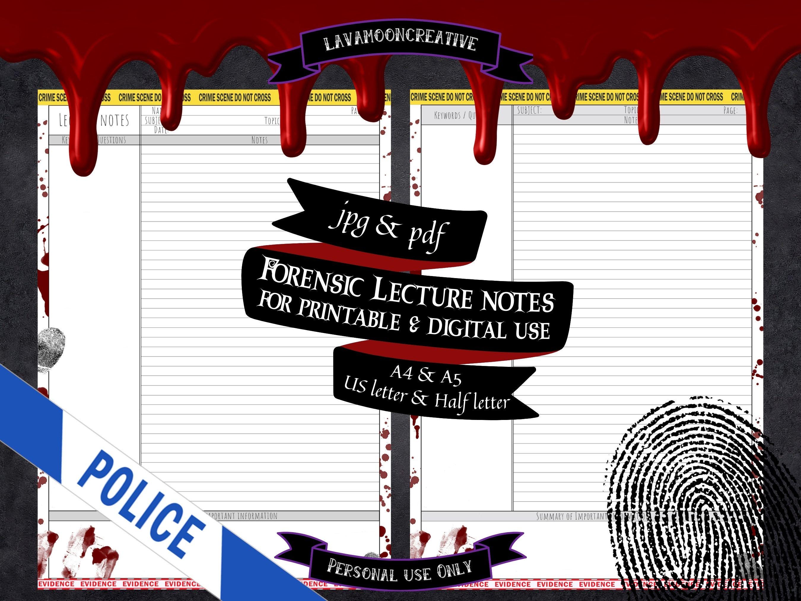 Forensic Lecture Note Template | Cornell Notes Printable | Crime Scene ...