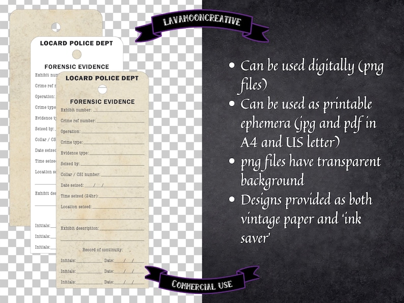 Evidence Tags Ephemera | Crime Scene Investigation | Evidence Label ...