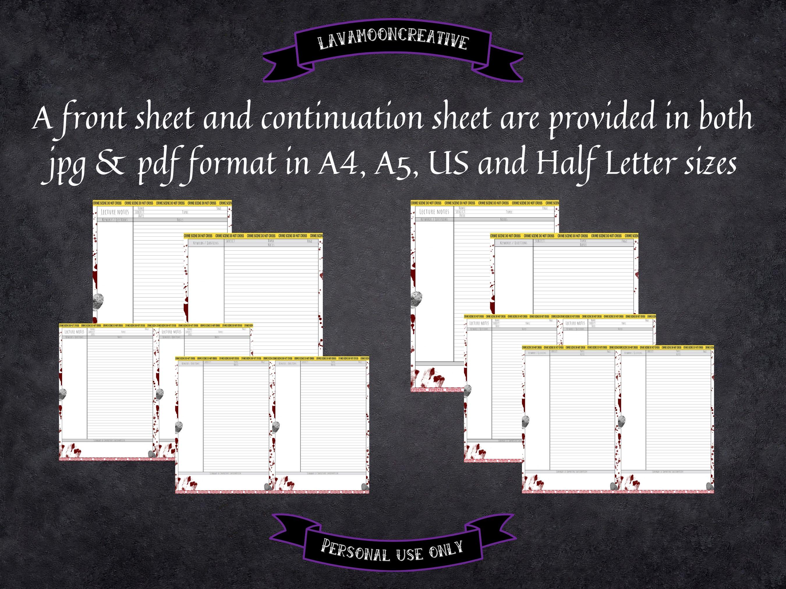 Forensic Lecture Note Template | Cornell Notes Printable | Crime Scene ...