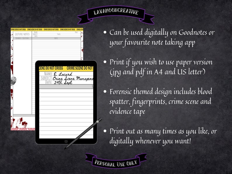 Forensic Lecture Note Template | Cornell Notes Printable | Crime Scene ...